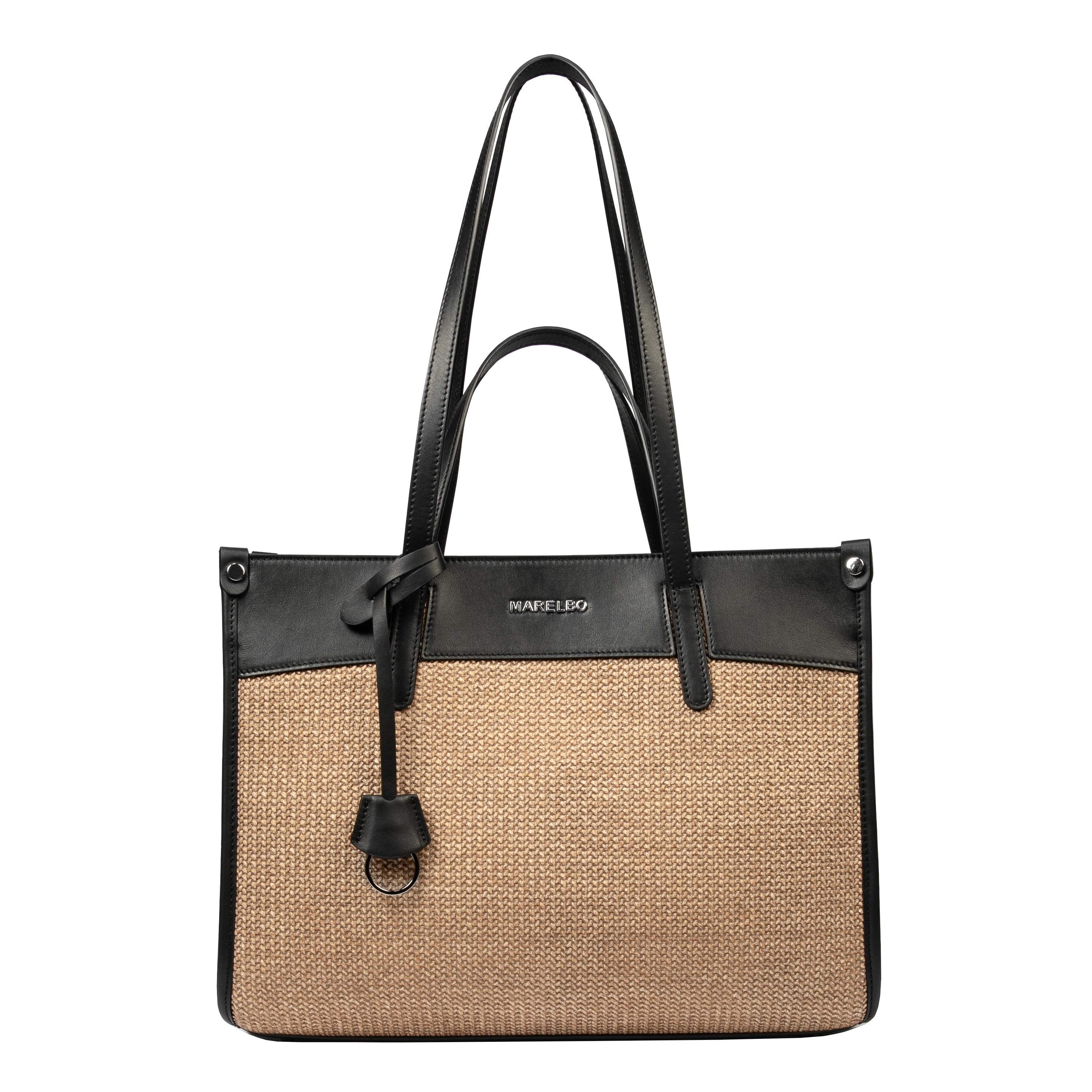 Geanta dama de plaja 045g 01 black napa+rafie caramel price 479 lei ...